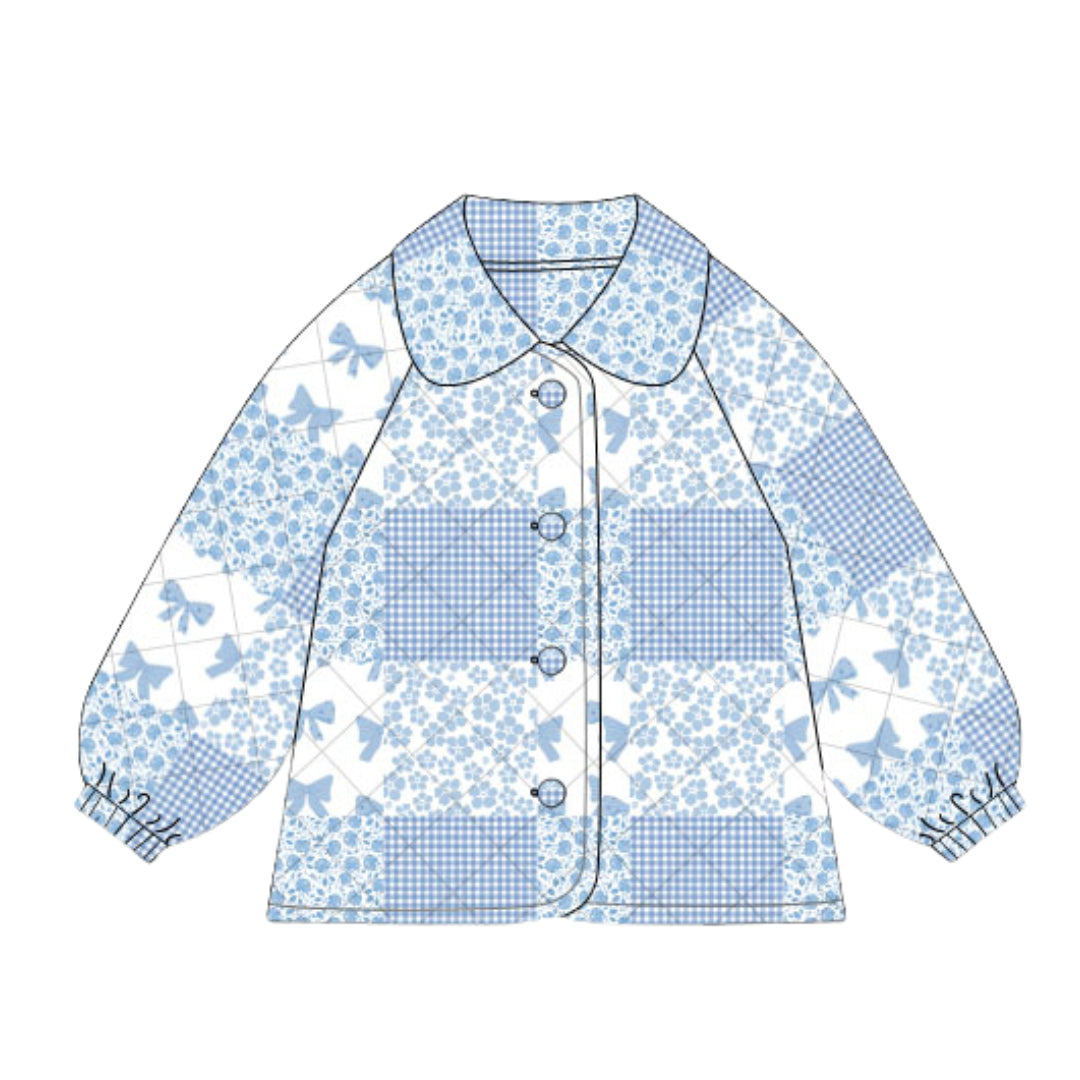 WOMANS BLUE PATCHWORK QUILTED JACKET – Little Bear Smocks